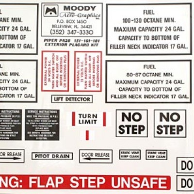 Exterior Placard Kit Piper, PA28-151, -161, -181, from Moody ...